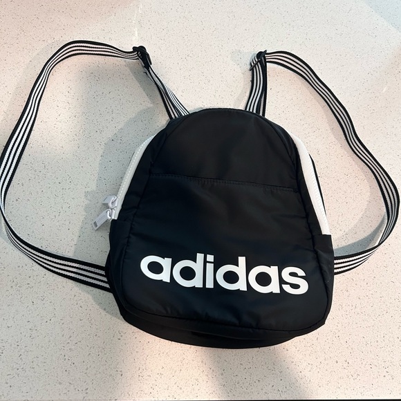 adidas | Bags | Adidas Core Mini Backpack Black White Striped Straps ...